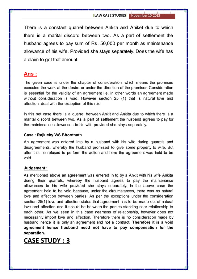 business law case studies with solution | DOCX | Marriage and Civil ...