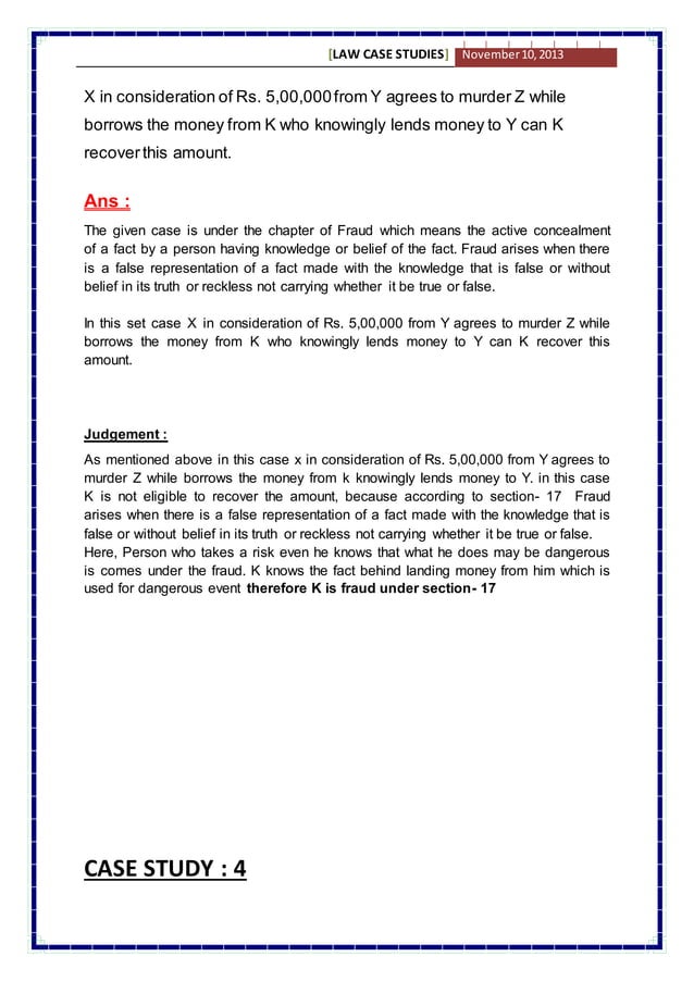 business law case studies with solution | DOCX | Marriage and Civil ...