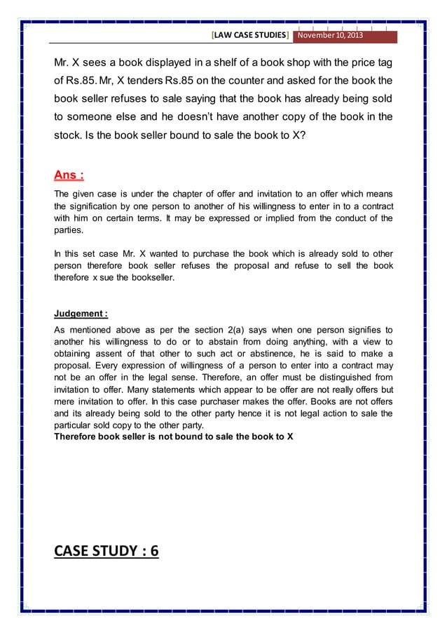 business law case studies with solution | DOCX | Marriage and Civil ...