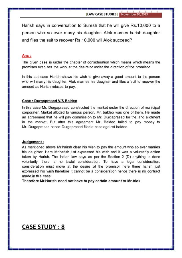 business law case studies with solution | DOCX | Marriage and Civil ...