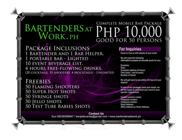 Complete mobile bar package.. | DOCX