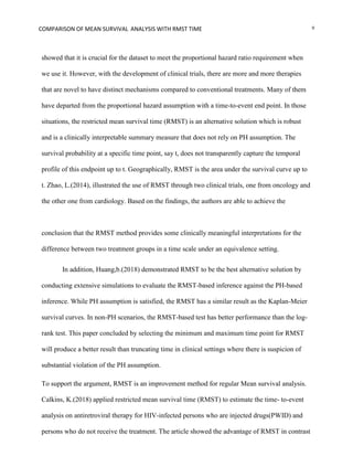 Restricted Mean Survival Analysis | PDF