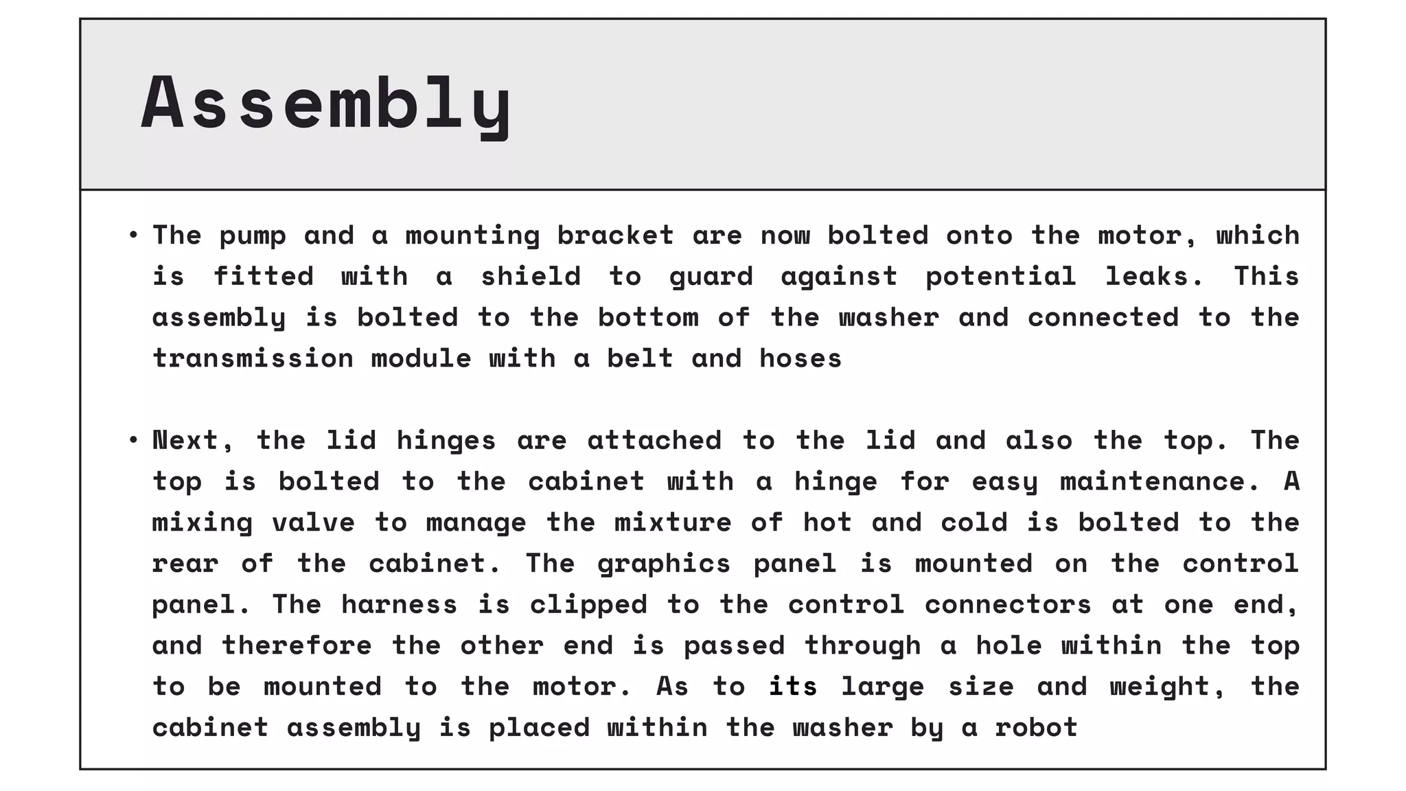 Manufacturing Process of Washing Machine | PPTX