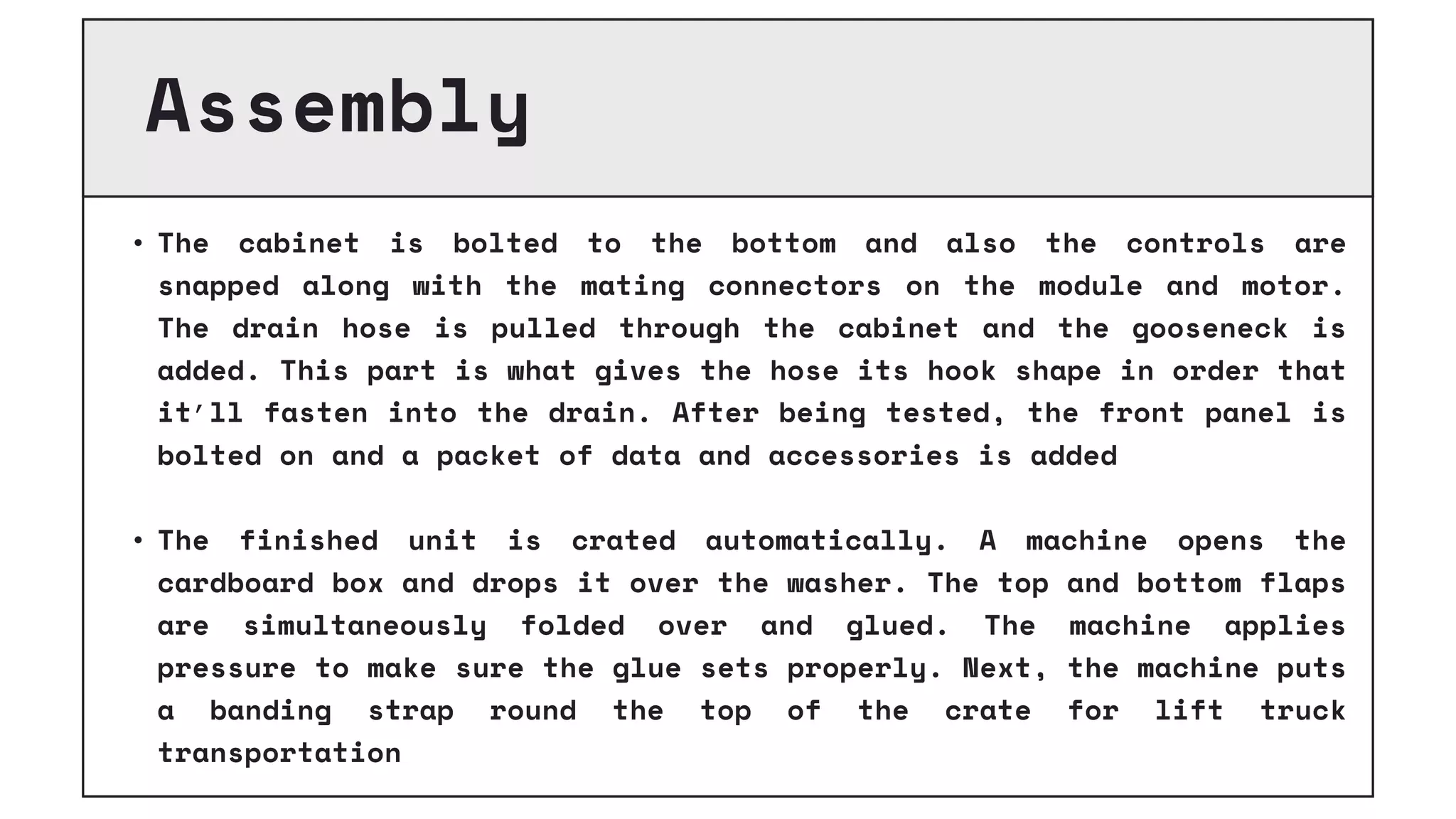 Manufacturing Process of Washing Machine | PPTX