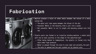 Manufacturing Process of Washing Machine | PPTX