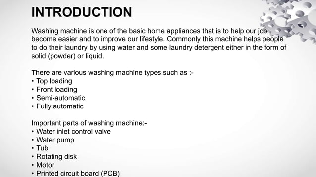 Manufacturing Process of Washing Machine | PPTX