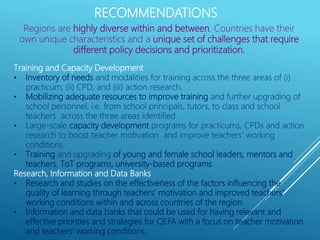 Teacher motivation & teachers’ working conditions: GLOBAL AND REGIONAL ...