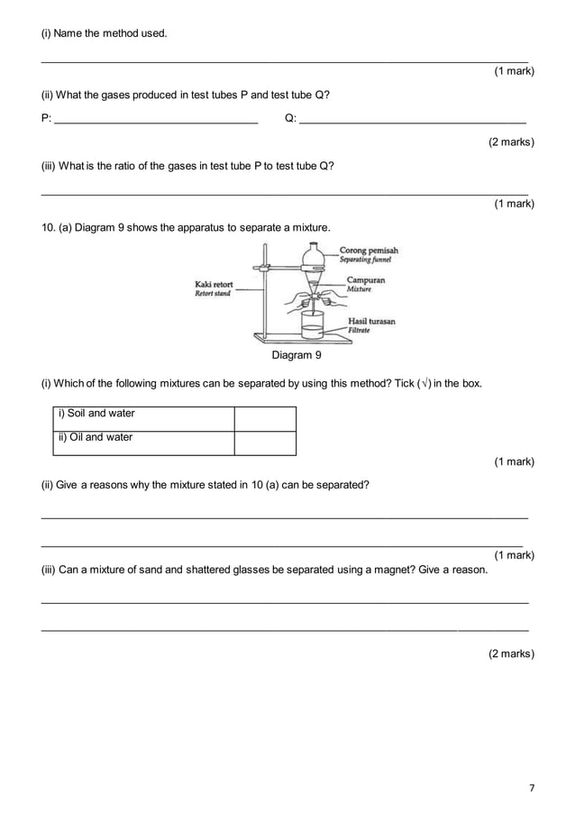 Final Year Examination Form 1 Science Paper | DOCX | Chemistry | Science