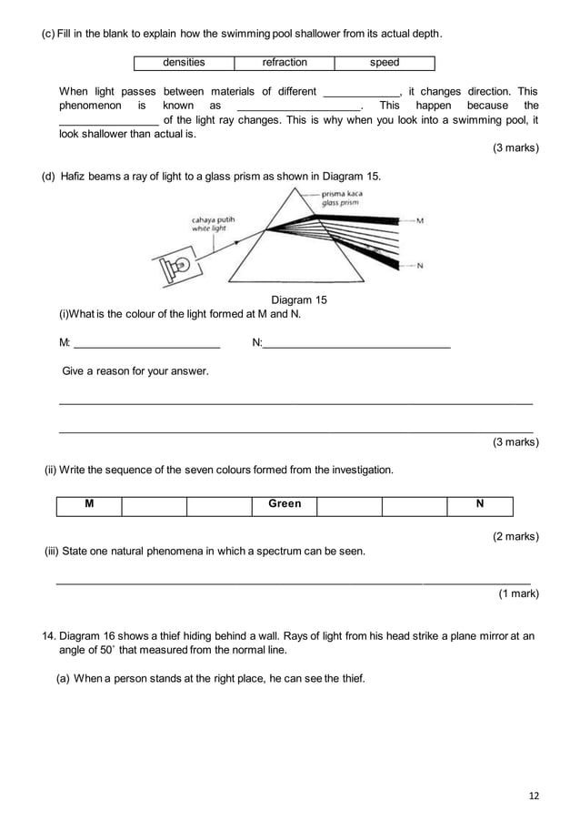 Final Year Examination Form 1 Science Paper
