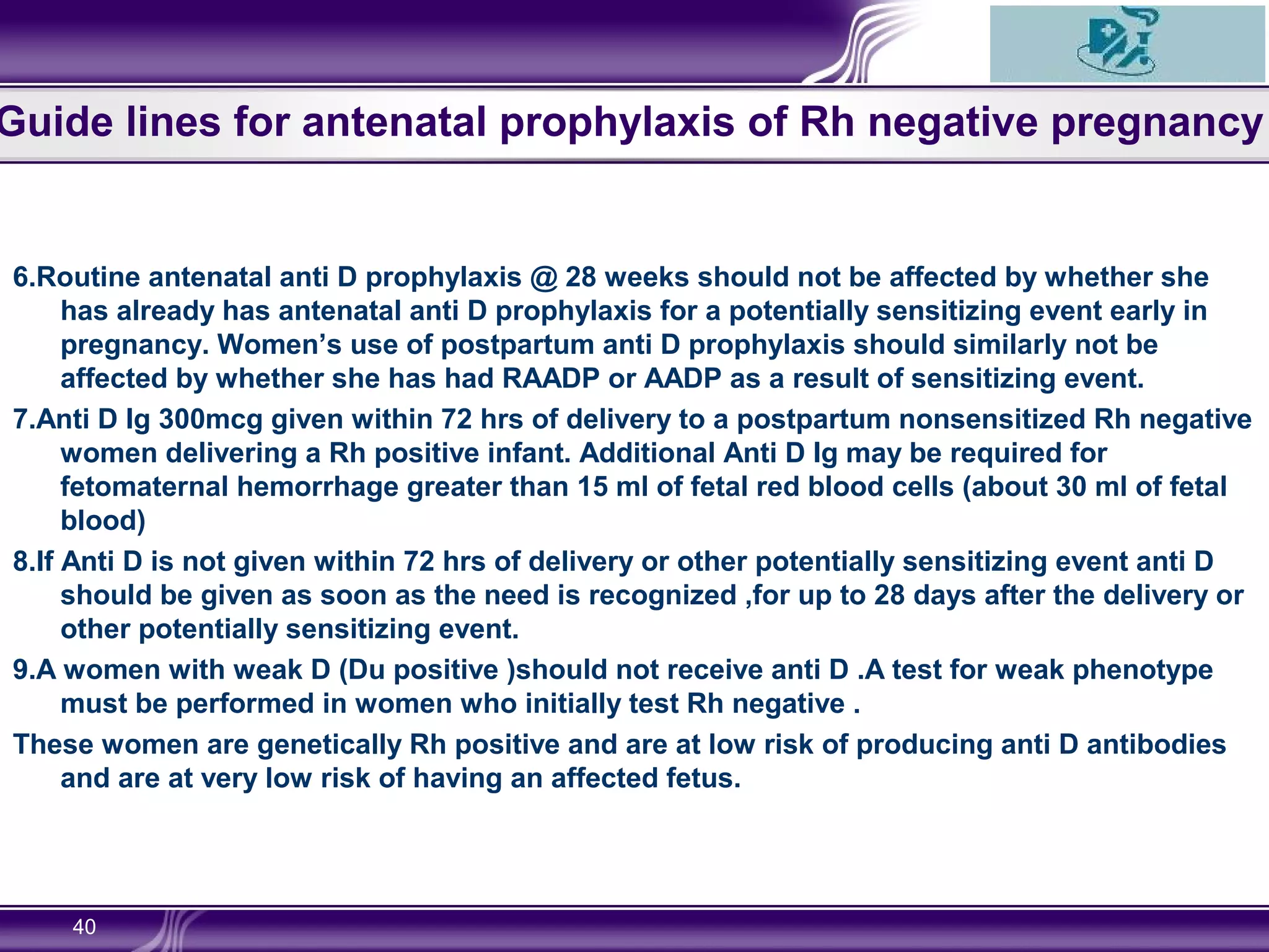 Anti D prophylaxis- Dr. Shashikala | PPT
