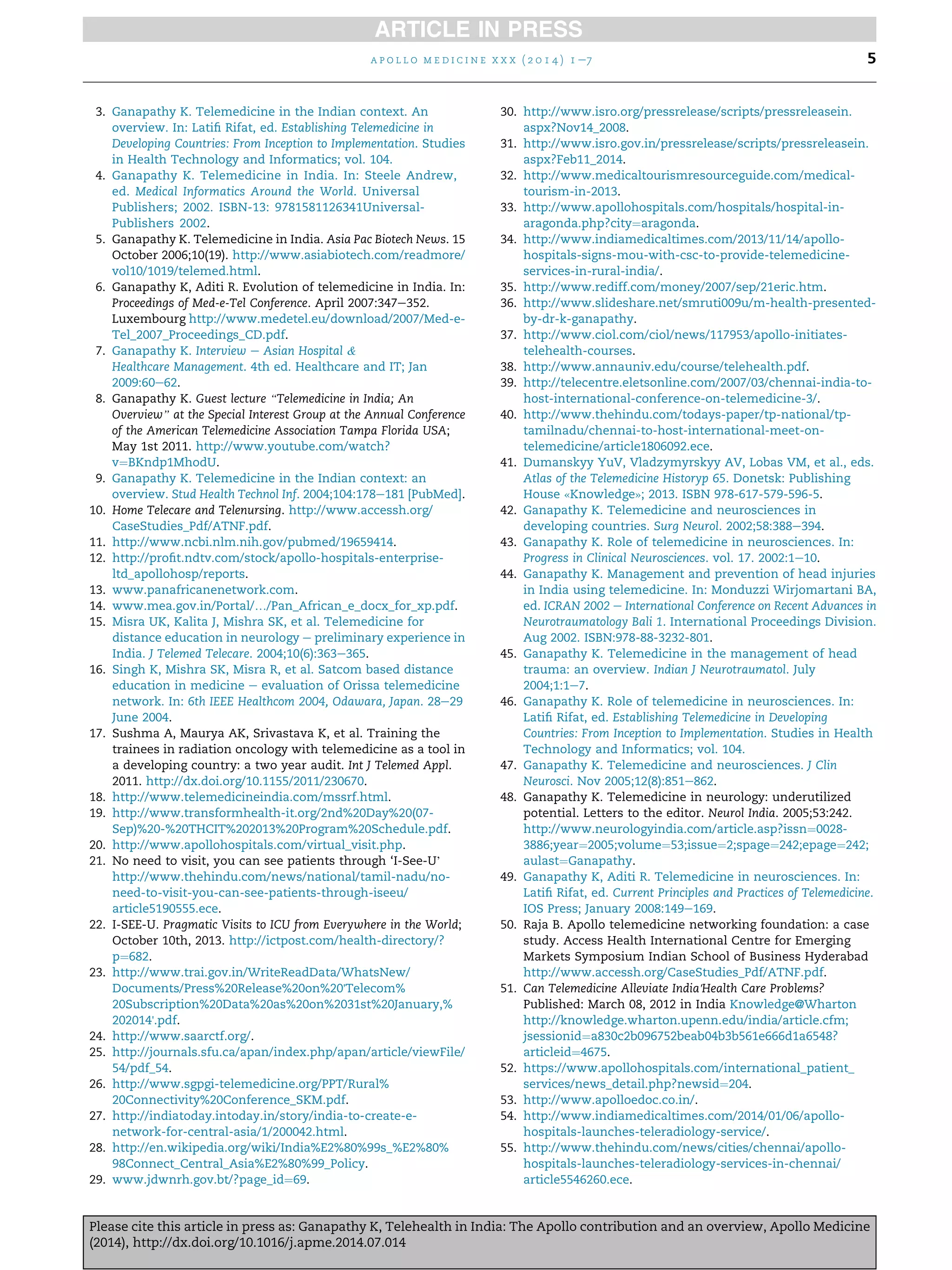 Telehealth in India: The Apollo contribution and an overview | PDF