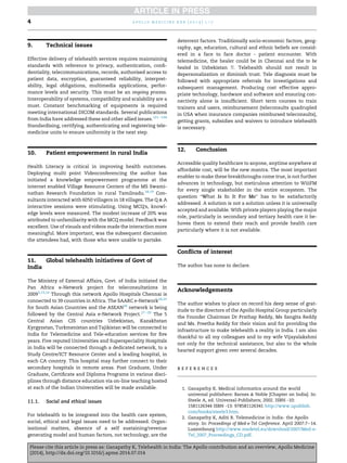 Telehealth in India: The Apollo contribution and an overview | PDF