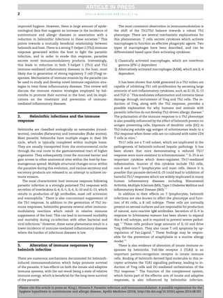 Parasitic infection and immunomodulation: A possible explanation for ...