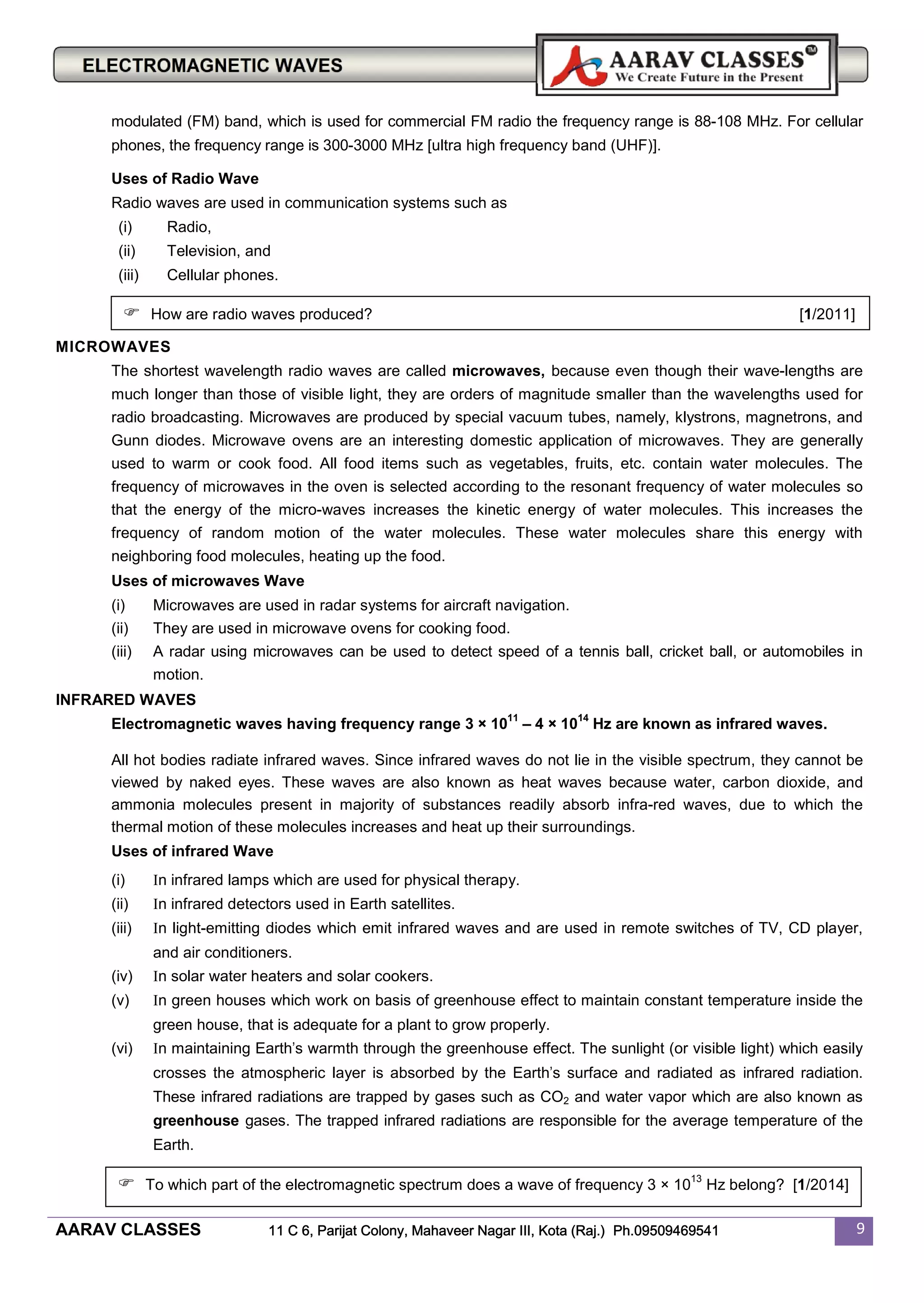 ELECTROMAGNETIC WAVES FOR CBSE XII | PDF