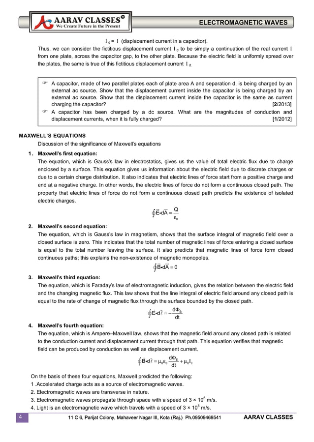 ELECTROMAGNETIC WAVES FOR CBSE XII | PDF