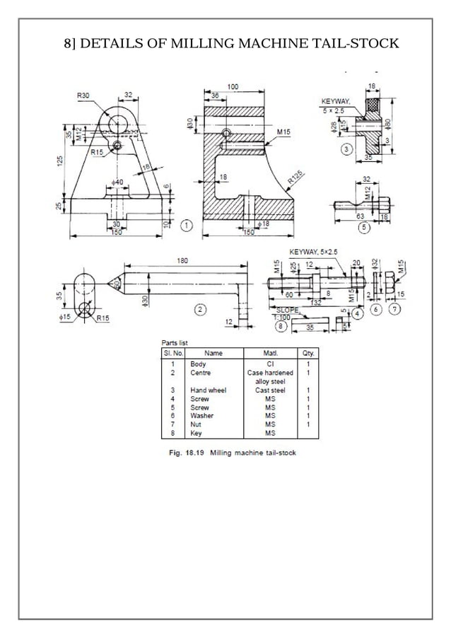Assembly and Details machine drawing pdf | PDF | Drawing and Sketching ...