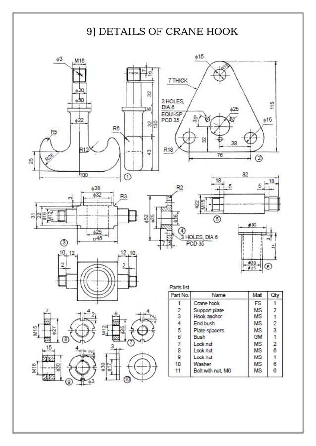 Assembly and Details machine drawing pdf | PDF | Drawing and Sketching ...