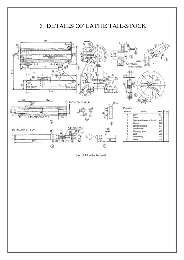 Assembly and Details machine drawing pdf | PDF | Drawing and Sketching ...