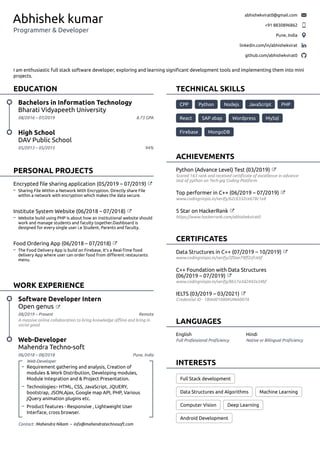 Resume | PDF | Web Development | Internet