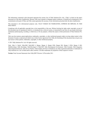 Final account statements from tally.erp 9 | Tally TDL | Fixed Asset ...