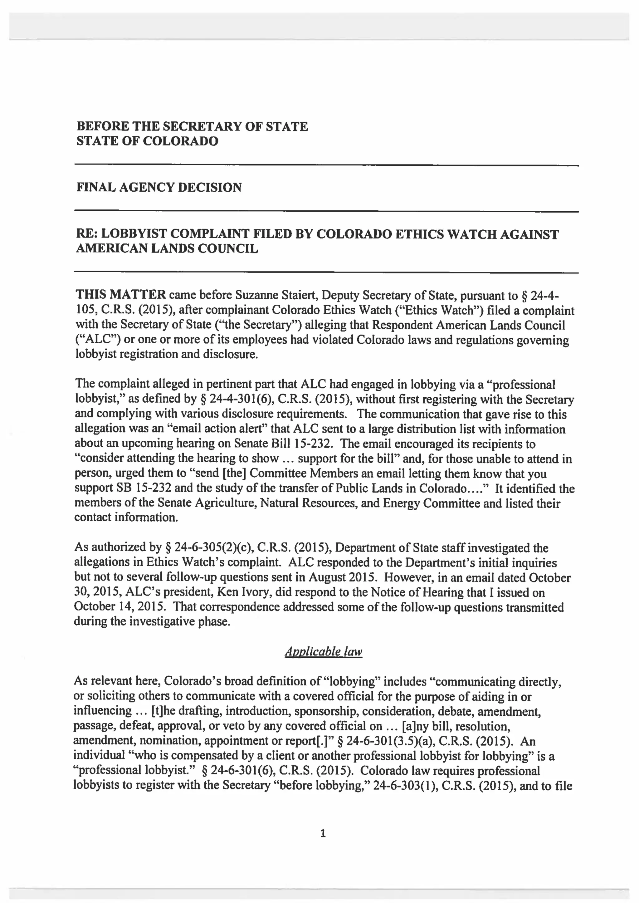 Final Agency Decision | PDF