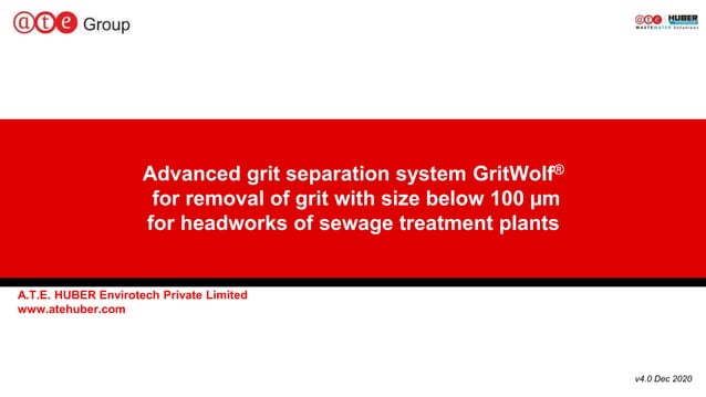 Advanced grit separation system GritWolf® for removal of grit with size ...