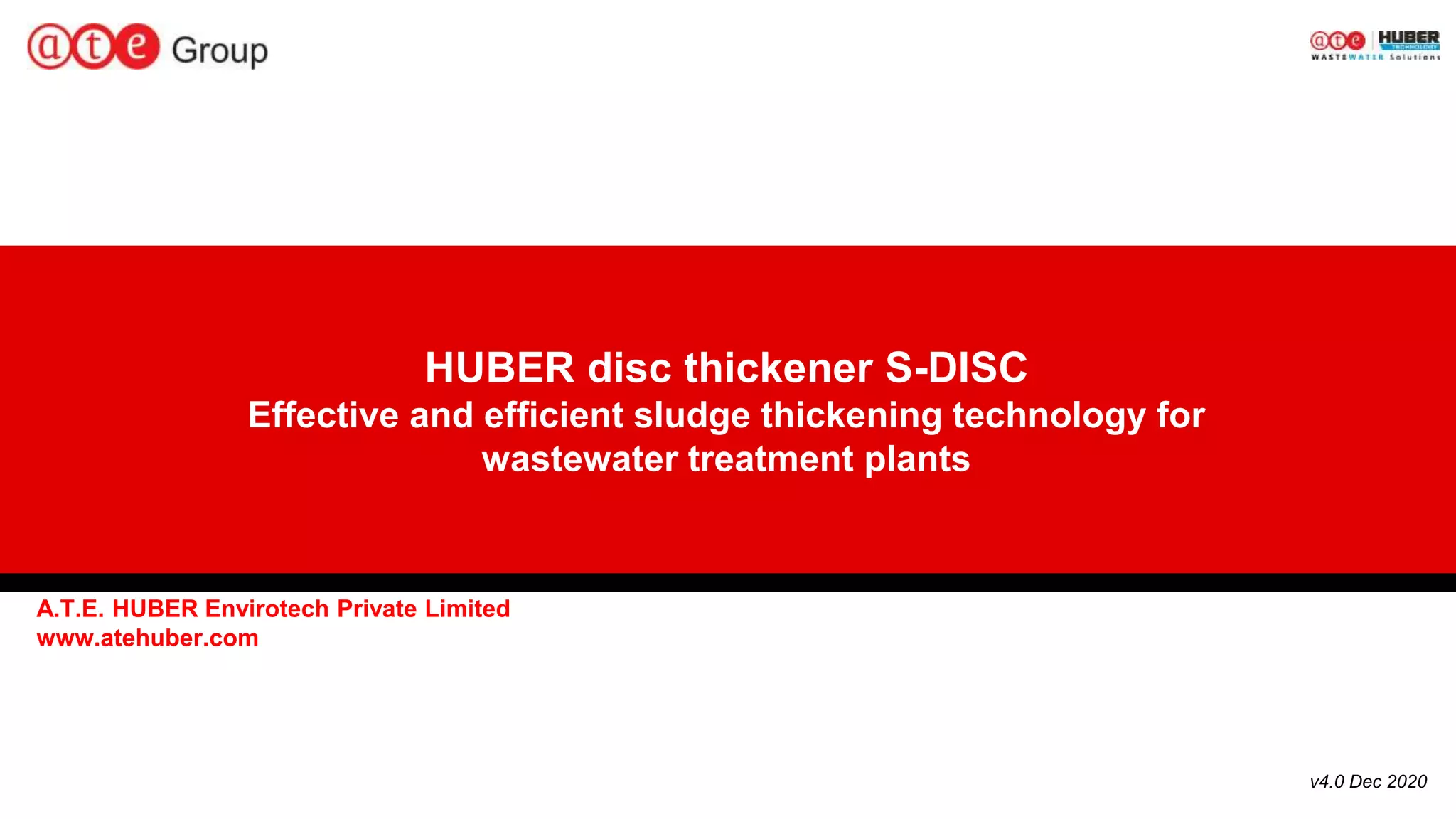 HUBER disc thickener S-DISC: Effective and efficient sludge thickening ...
