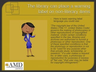 AMD LAW Library presentation regarding copyright protection | PPT