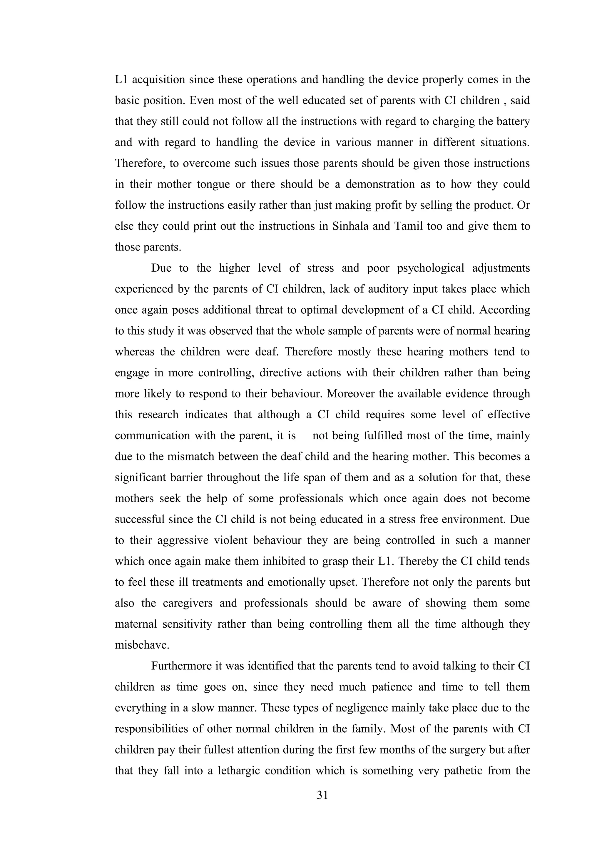 First Language Acquisition in hearing impaired children with cochlear…