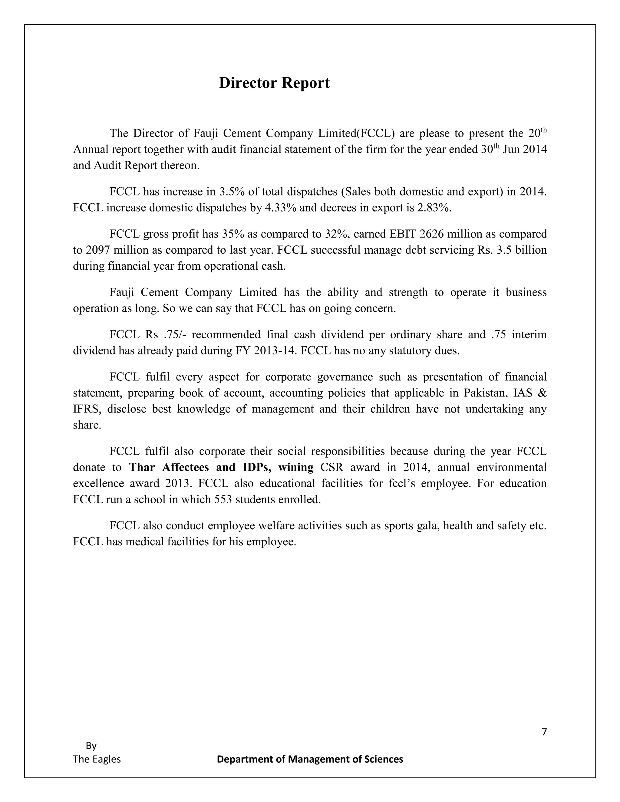 Financial Statement Analysis( Report FCCL Vertical/Horizontal and ratio Analysis) | PDF