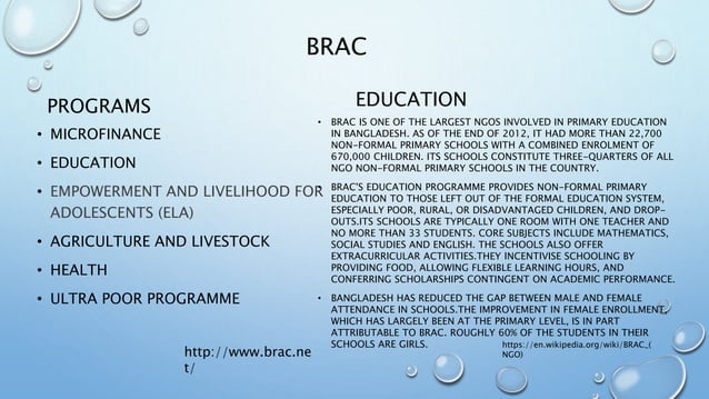 BRAC in non-formal education (Shikkha Tori Project) | PPT