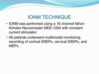 Multimodality IONM in spine surgery | PPTX