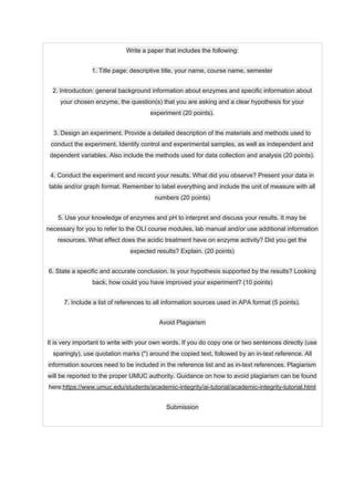 FINAL APPLIED LAB PROJECT (1 CREDIT LAB COMPONENT) | PDF | Chemistry | Science