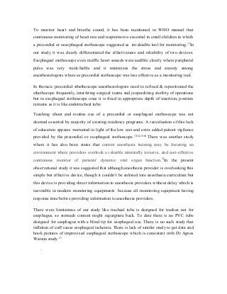 Experience of improvised esophageal stethoscope over precordial ...