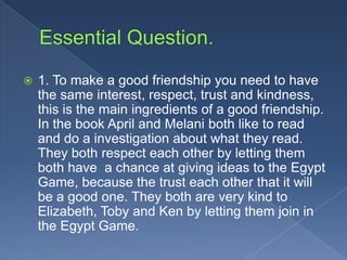 Final Assessment For The Egypt Game | PPTX