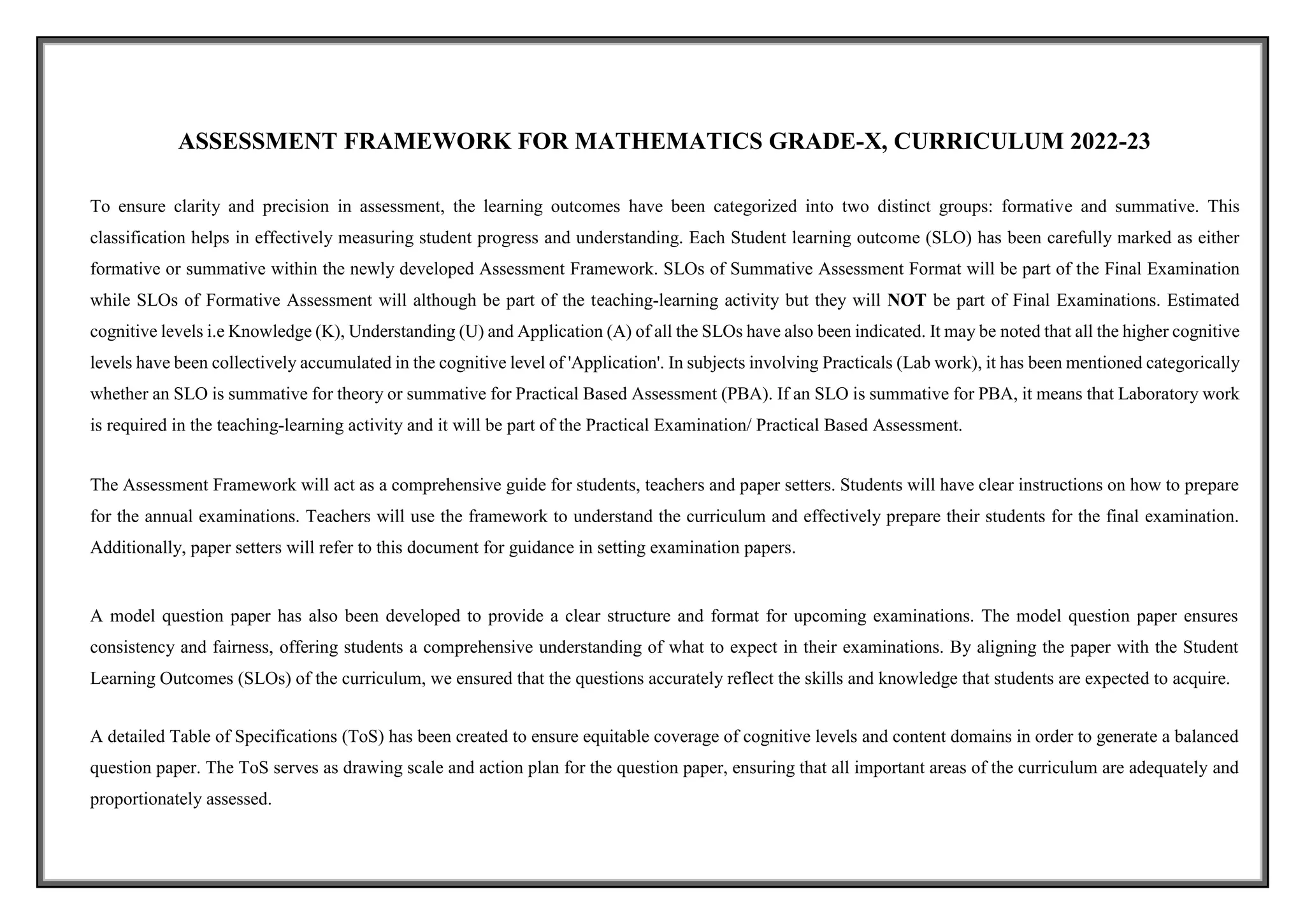 Final Assessment Framework + Model Question Paper Mathematics SSC-II.pdf