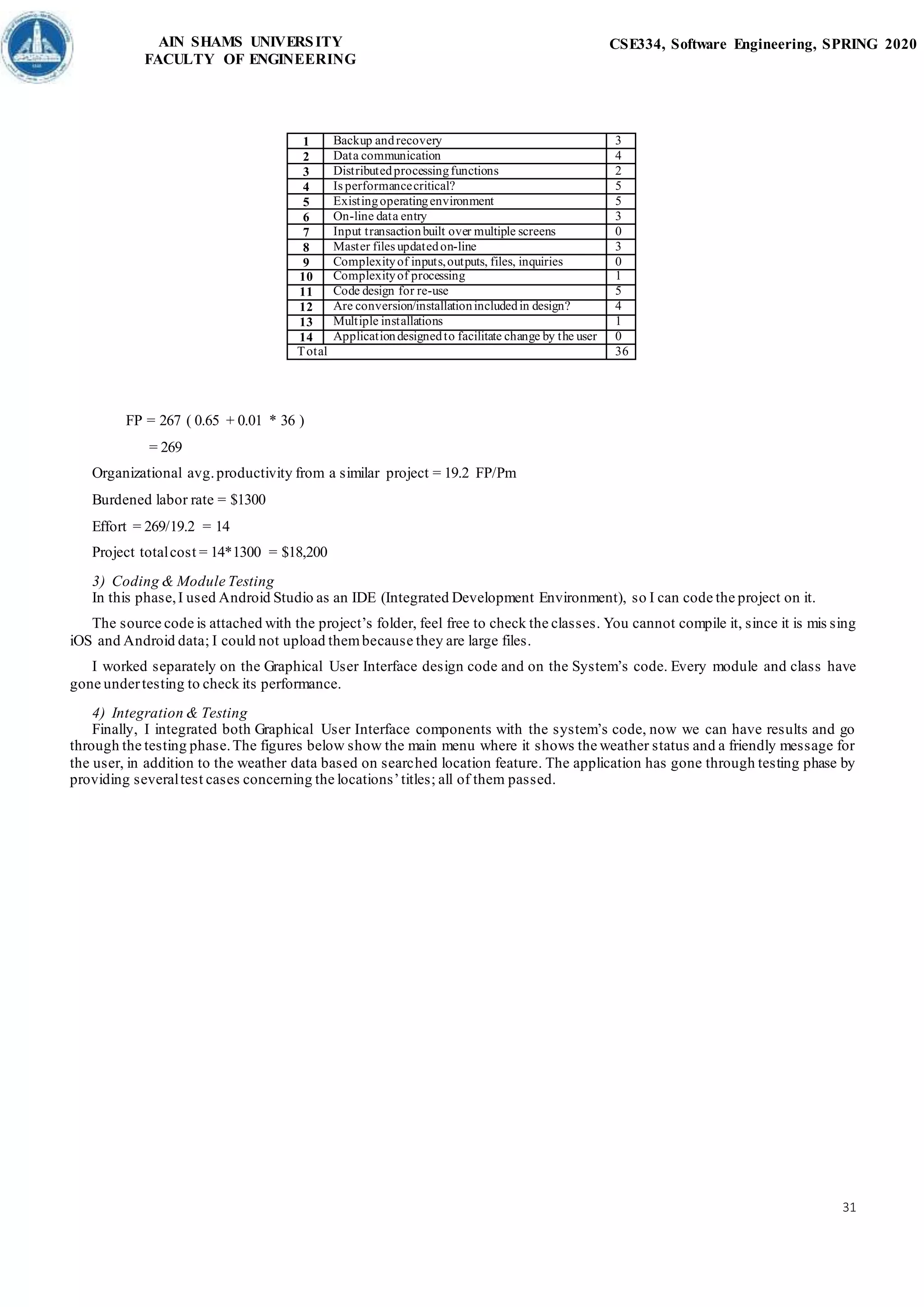 Software Engineering - The Making of a Weather Application | DOCX
