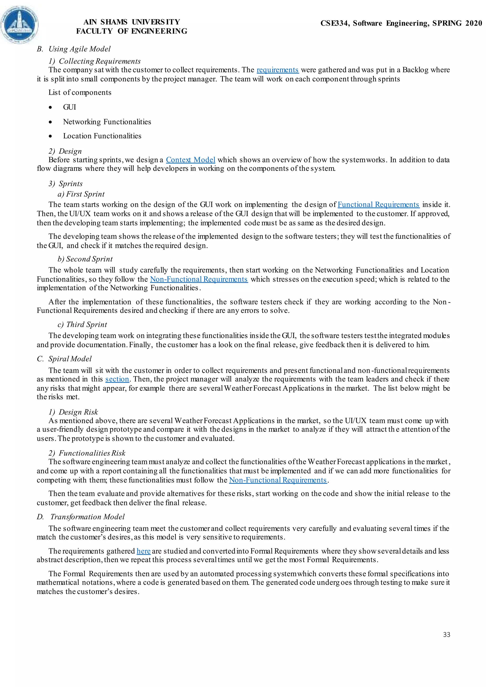 Software Engineering - The Making of a Weather Application | DOCX