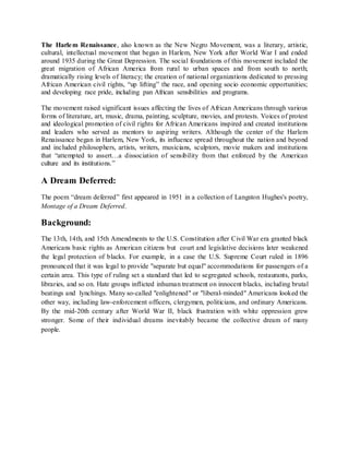 Langston Hughes and 'A Dream Deferred ' | DOCX | Music | Entertainment