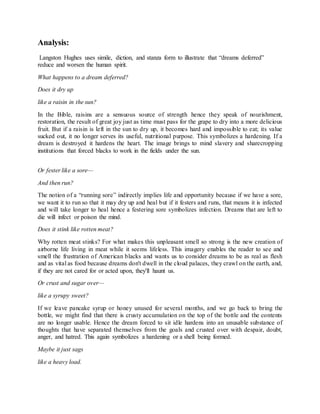 Langston Hughes and 'A Dream Deferred ' | DOCX | Music | Entertainment