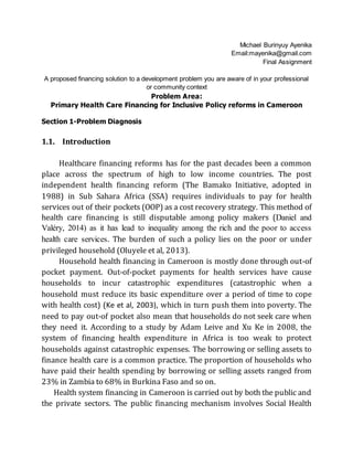 Health Care Financing in Cameroon | DOCX