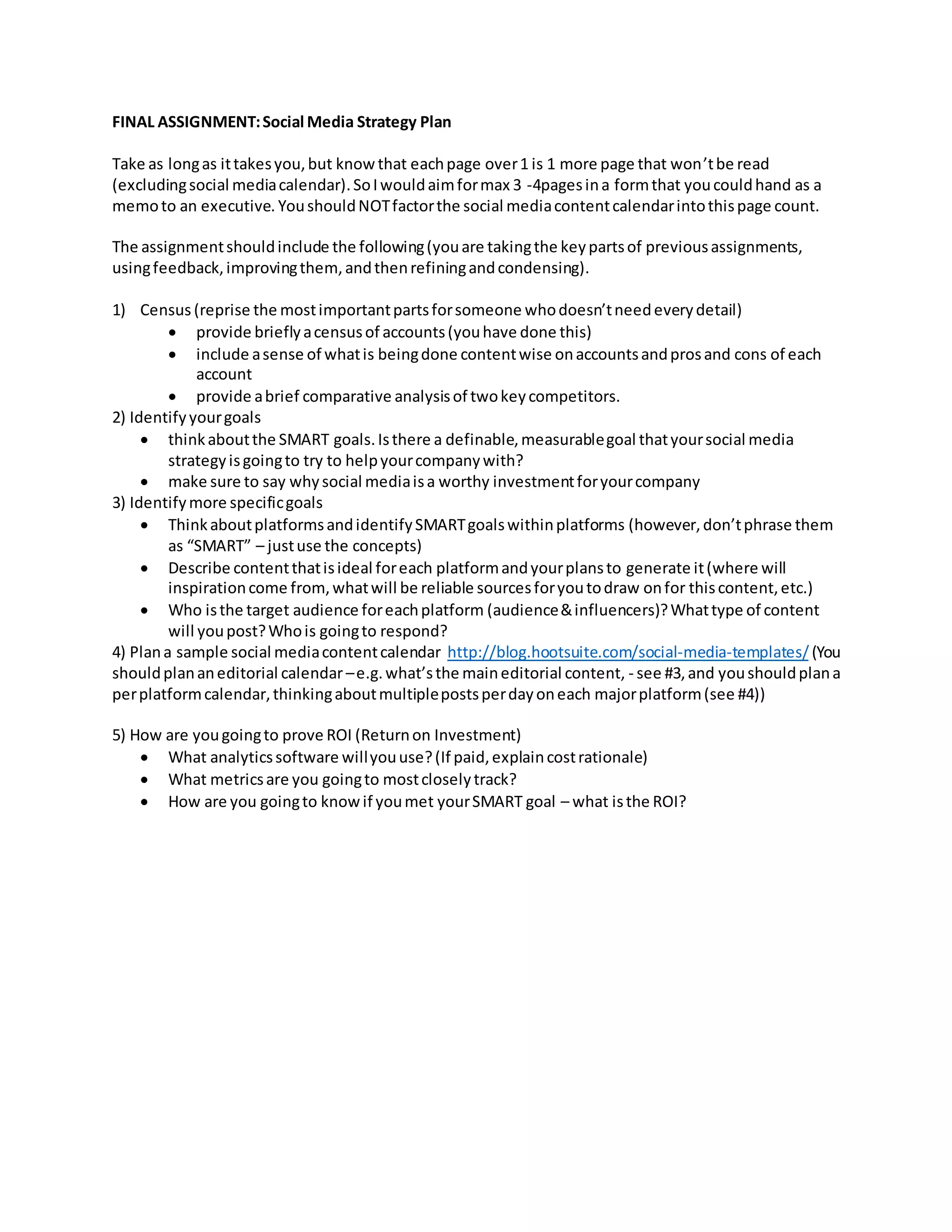 Final Social Media assignment for #SMPASOCIAL 2017 | DOCX