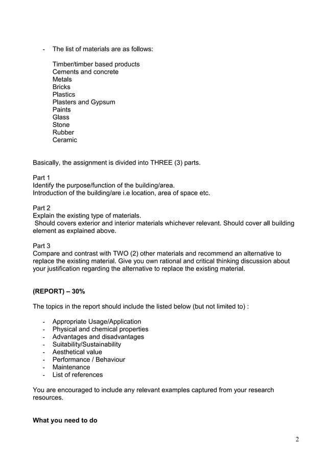 Building Materials - Final assignment 2 brief | DOC