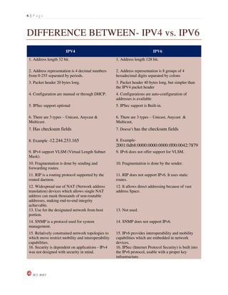 Final Assignment On IPv4 vs IPv6 | PDF