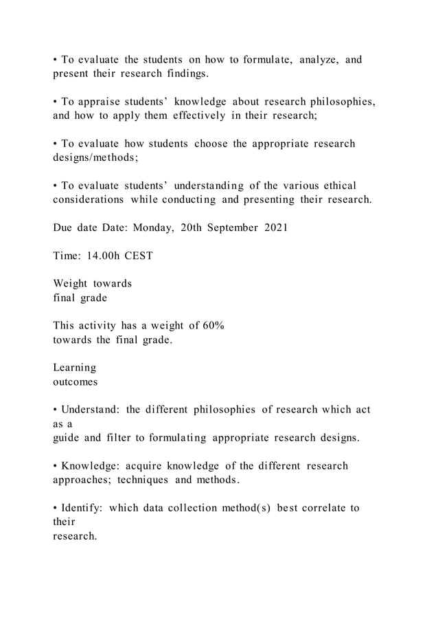 Final Assignment Written assignment (Research Proposal) | PDF