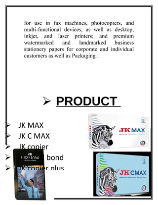 assinment of jk paper limited | DOC