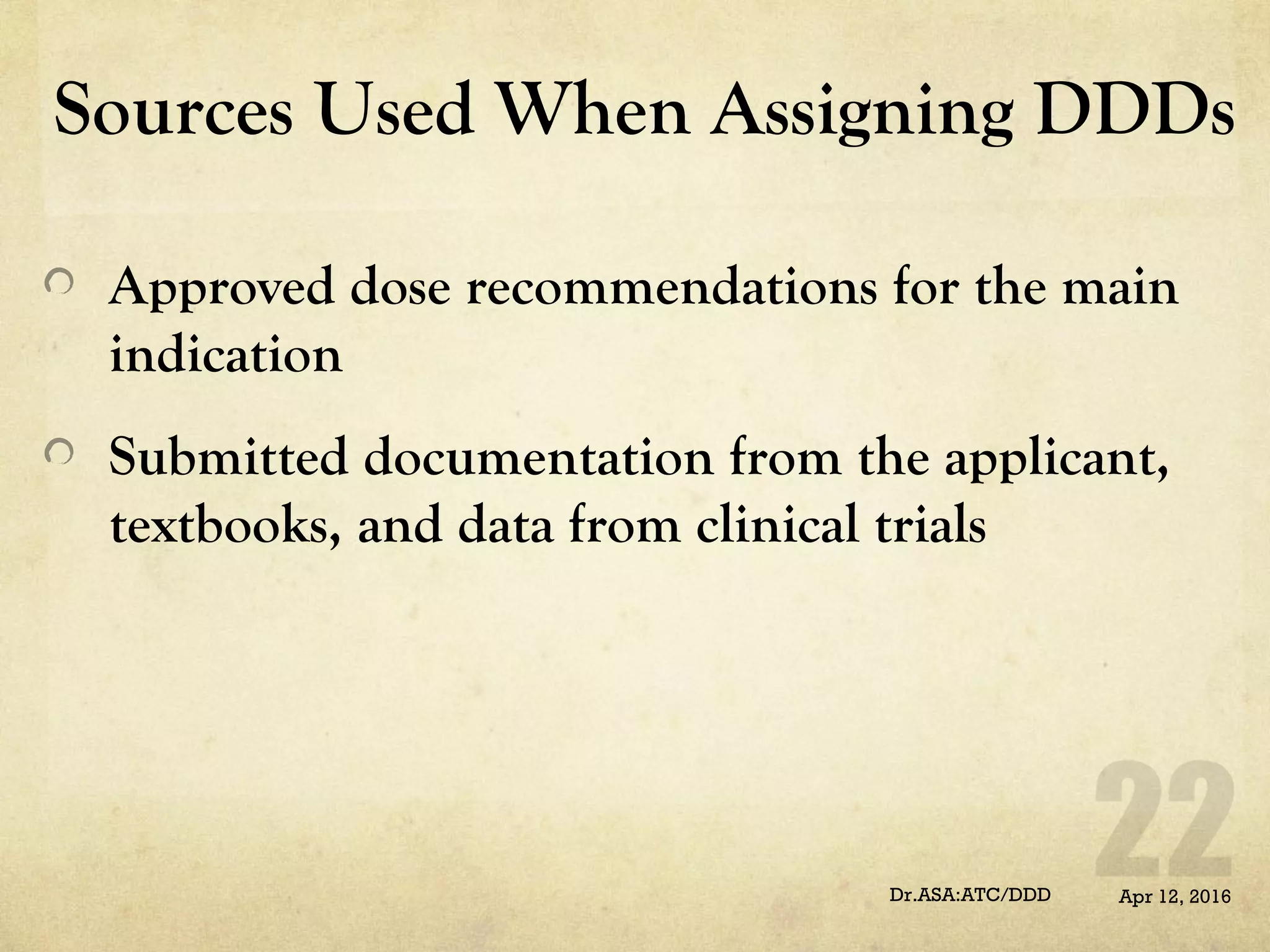 Anatomic Therapeutic Chemical Classification, Defined daily dose, Drug utilisation | PPT