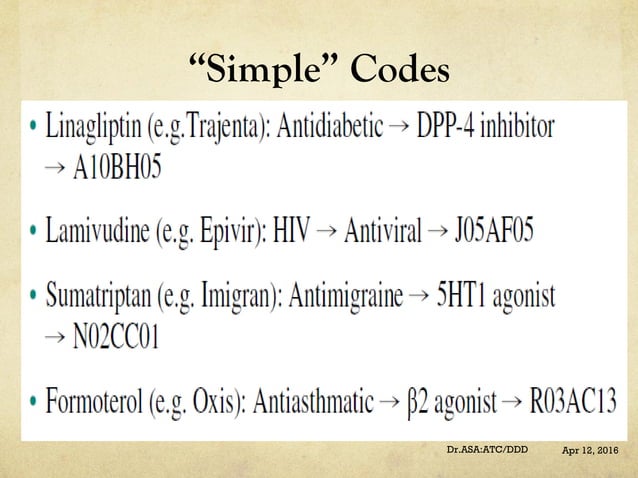 Anatomic Therapeutic Chemical Classification, Defined daily dose, Drug ...