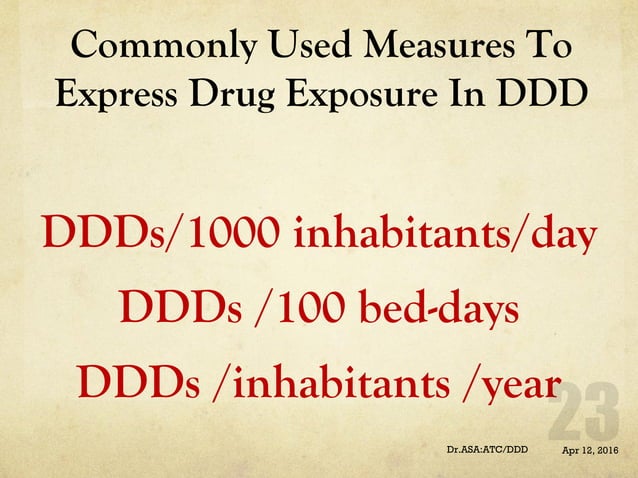 Anatomic Therapeutic Chemical Classification, Defined daily dose, Drug ...