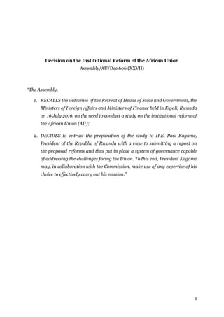 African Union Reform Proposal | PDF